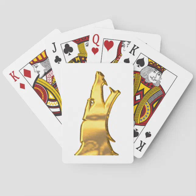 Golden Wolf Head white Poker playing cards | Zazzle