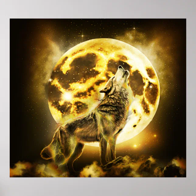 Golden Wolf Poster | Zazzle