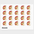 golden xmas bell classic round sticker | Zazzle