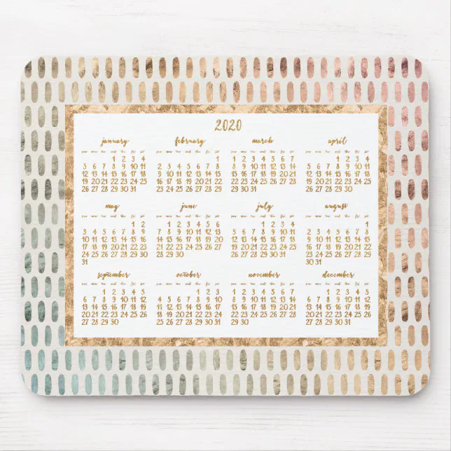 Golden Yearly 2020 Calendar Mouse Pads Light | Zazzle
