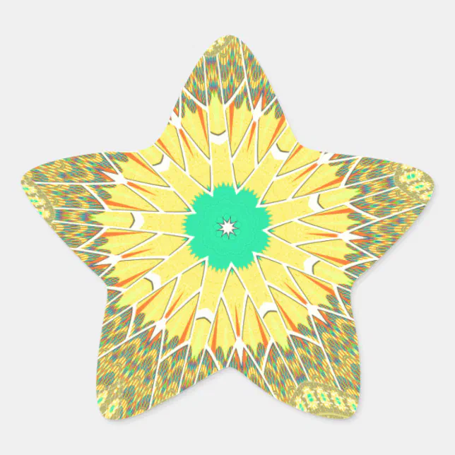 Golden Yellow African ethnic tribal pattern Art Star Sticker | Zazzle