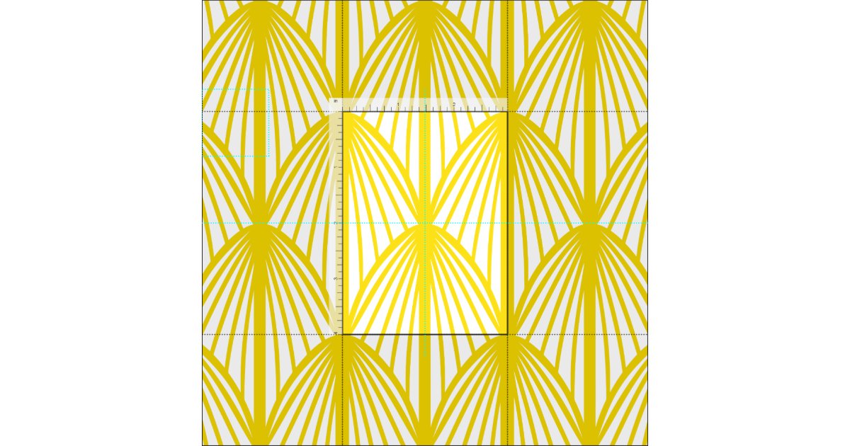 Golden Yellow Art Deco Scallops Fabric Retro Print | Zazzle