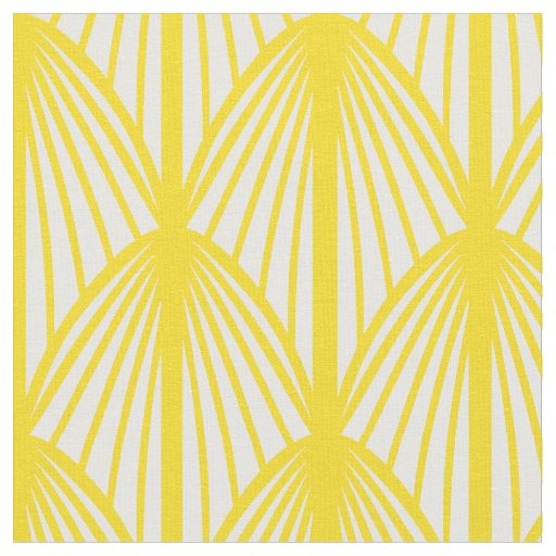 Golden Yellow Art Deco Scallops Fabric Retro Print | Zazzle
