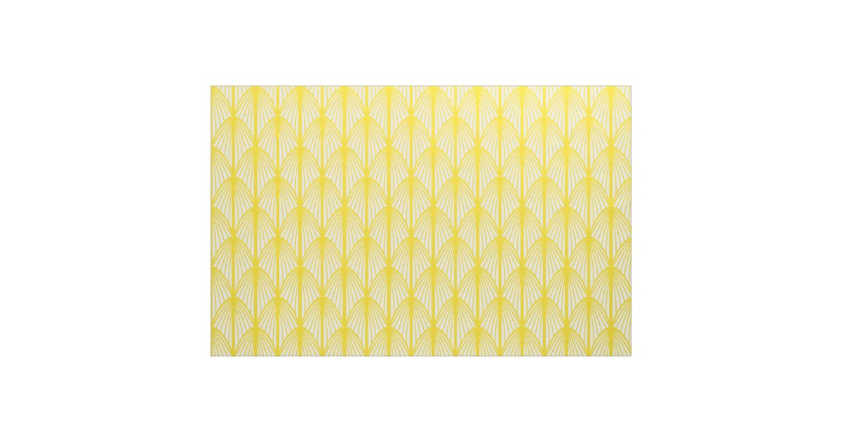 Golden Yellow Art Deco Scallops Fabric Retro Print | Zazzle