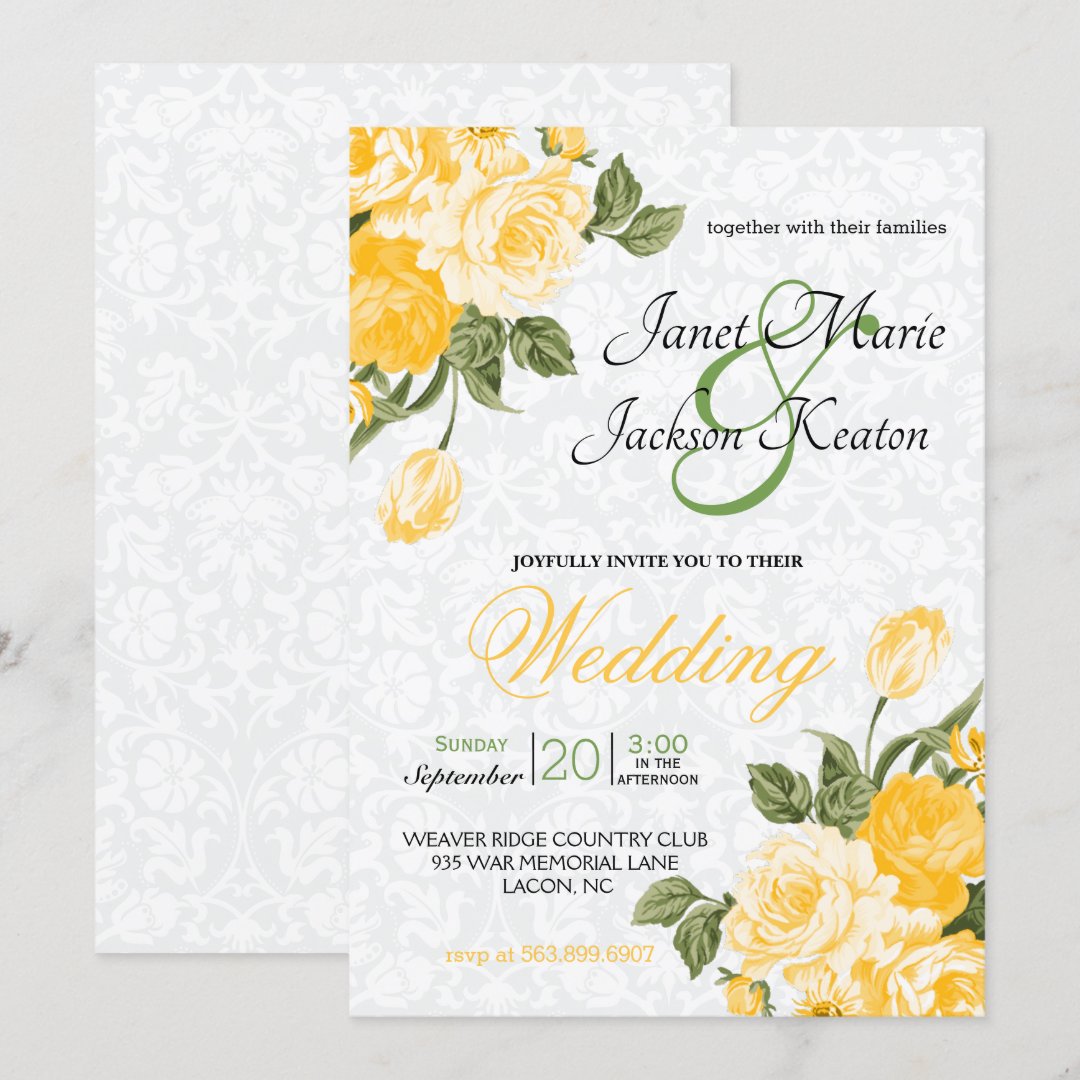 Golden Yellow Flowers Invitation | Zazzle