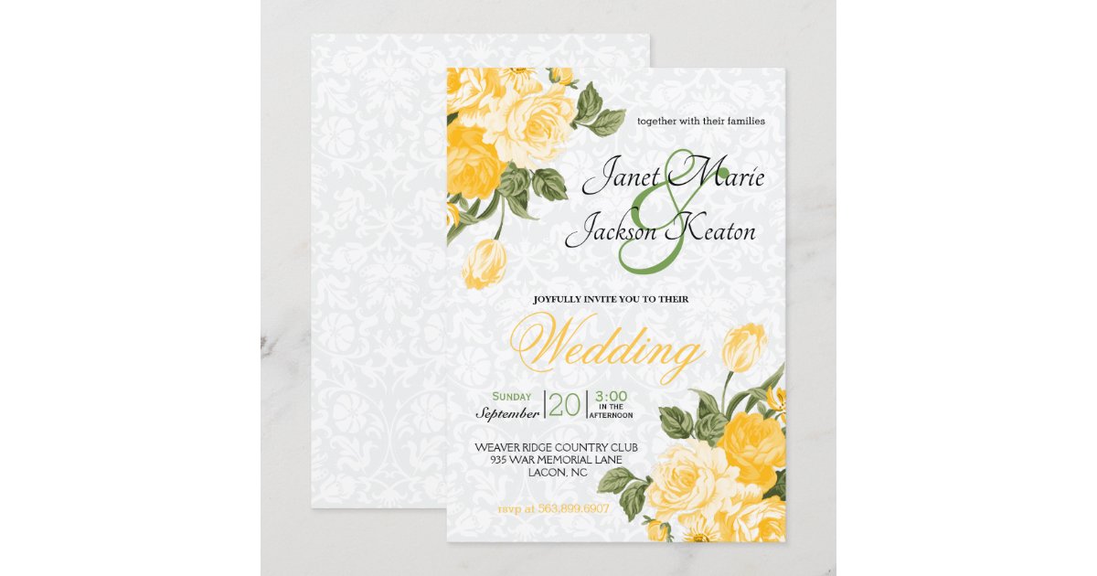 Golden Yellow Flowers Invitation | Zazzle