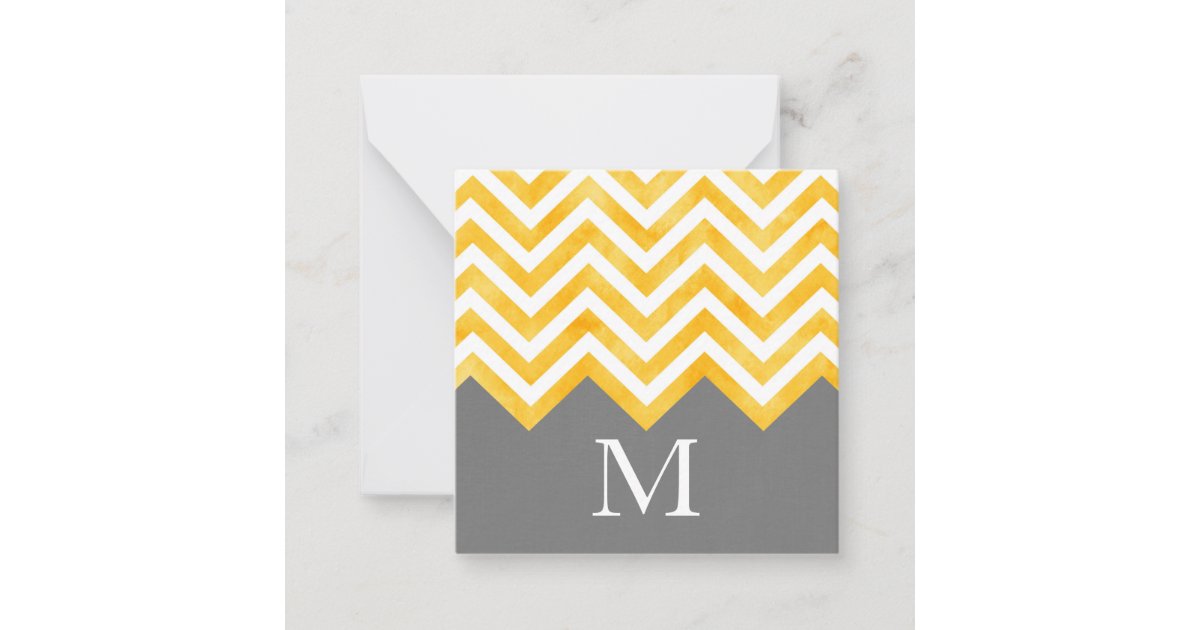 Golden Yellow Gray Chevron Color Block Note Card | Zazzle