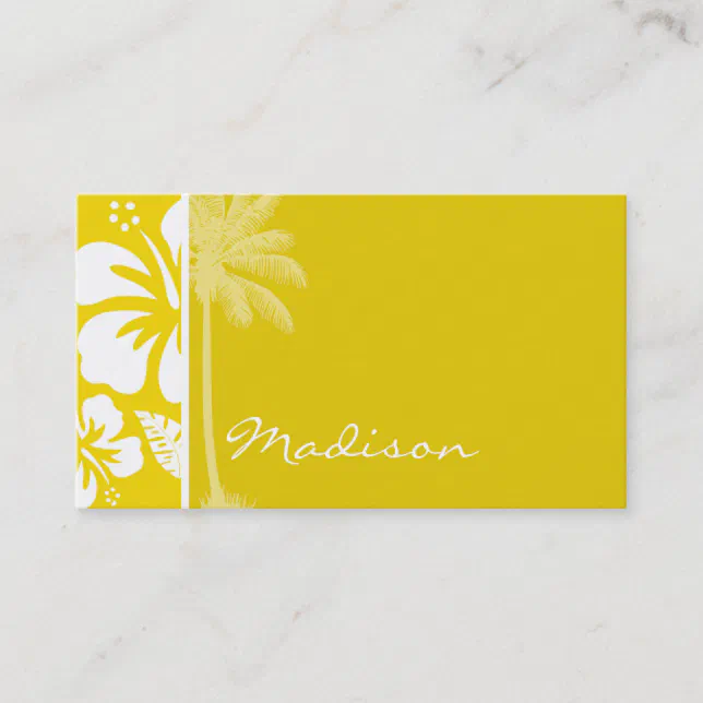 Golden Yellow Hawaiian Tropical Palm Business Card | Zazzle