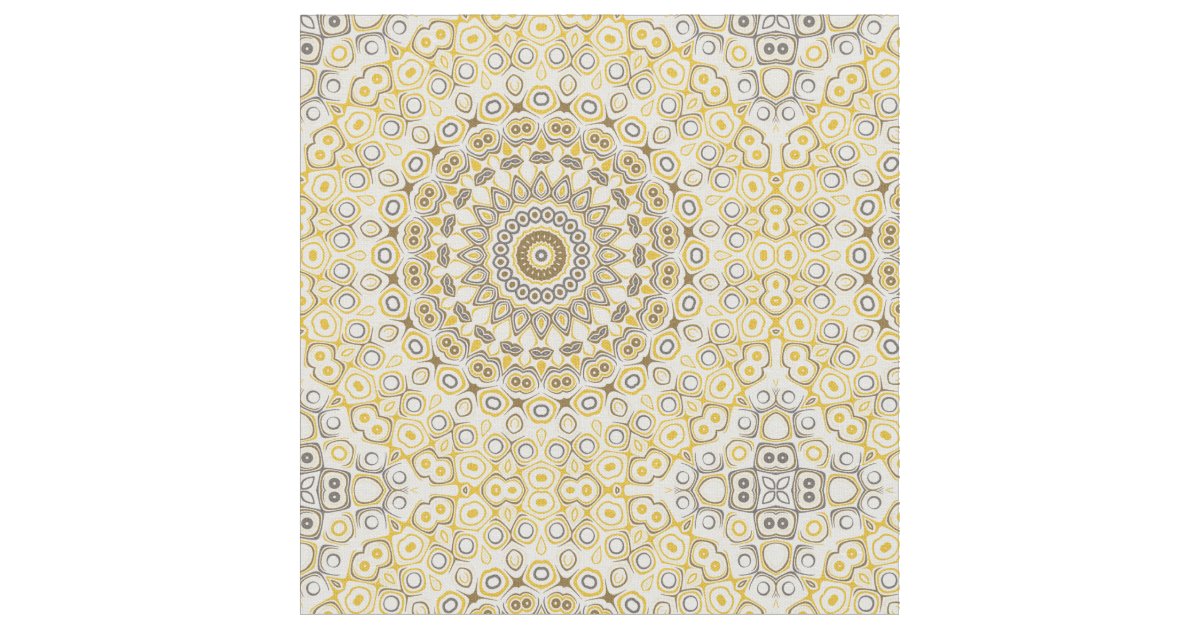 Golden Yellow Mandala Pattern Fabric | Zazzle