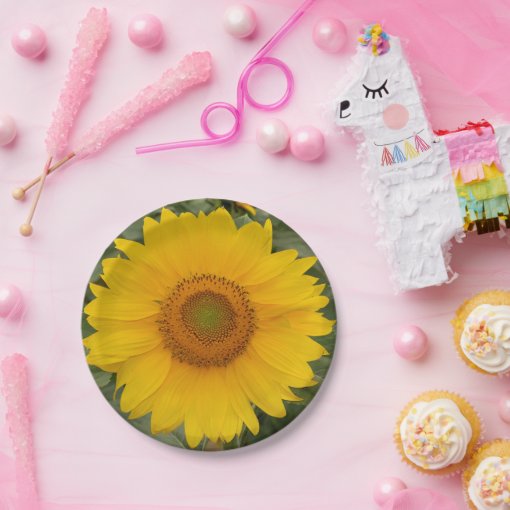 Golden Yellow Sunflower Paper Plates | Zazzle