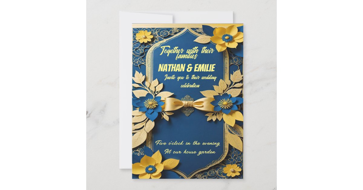 Golden Yellow wedding invitation | Zazzle