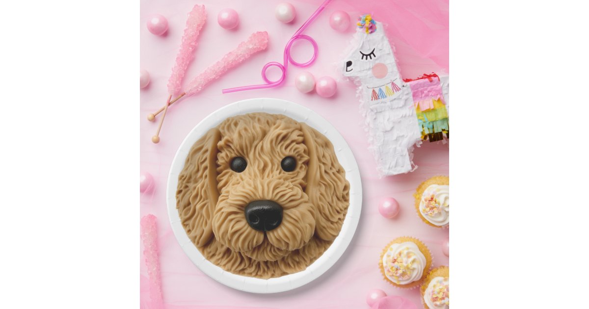 Goldendoodle Dog 3D Inspired Paper Plates | Zazzle