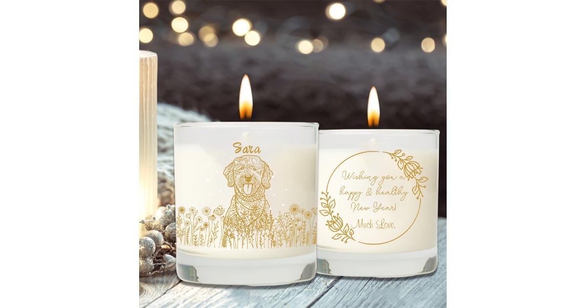 Goldendoodle Dog Personalized Hand Drawing Scented Candle | Zazzle