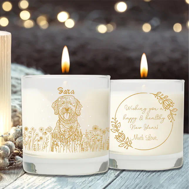 Goldendoodle Dog Personalized Hand Drawing Scented Candle | Zazzle