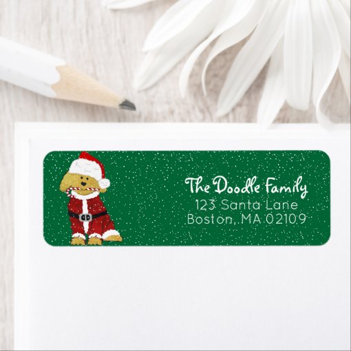 Goldendoodle Dog Santa Paws Label | Zazzle