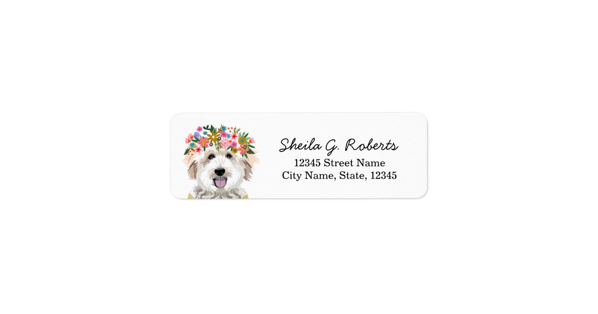 GoldenDoodle Flower Crown Label | Zazzle
