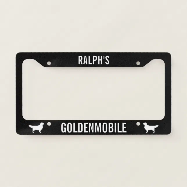 Goldenmobile Golden Retriever Lover's Custom License Plate Frame | Zazzle
