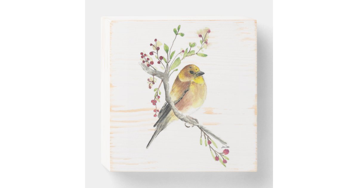 Goldfinch Bird Watercolor Art Wooden Box Sign | Zazzle