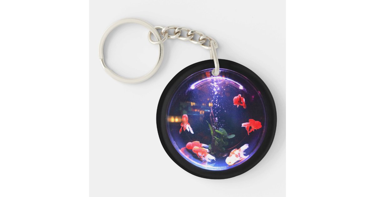 Goldfish in a fish bowl aquarium keychain | Zazzle