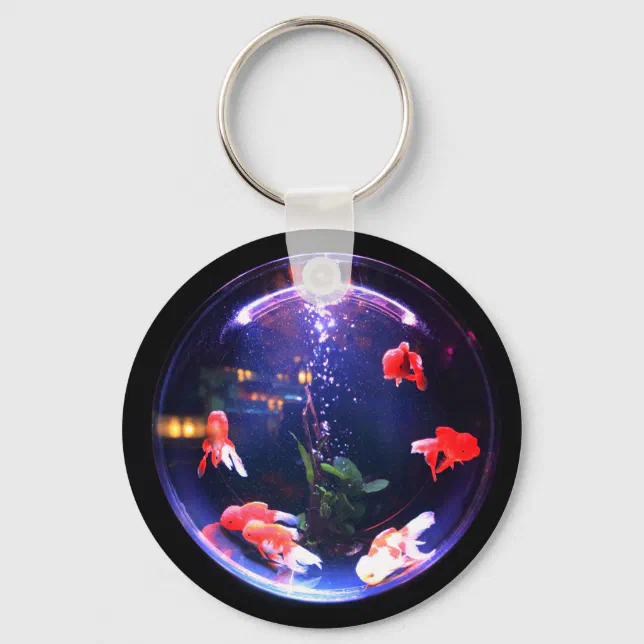 Goldfish in a fish bowl aquarium keychain | Zazzle