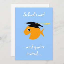 Goldfish in Graduation Cap Poolside Grad Party Invitation | Zazzle