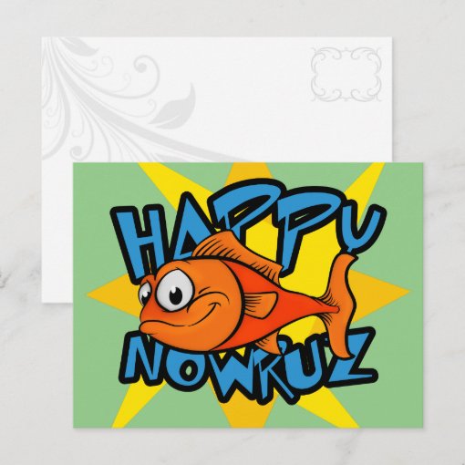 Goldfish Smiling Sun Persian New Year Nowruz Holiday Postcard | Zazzle
