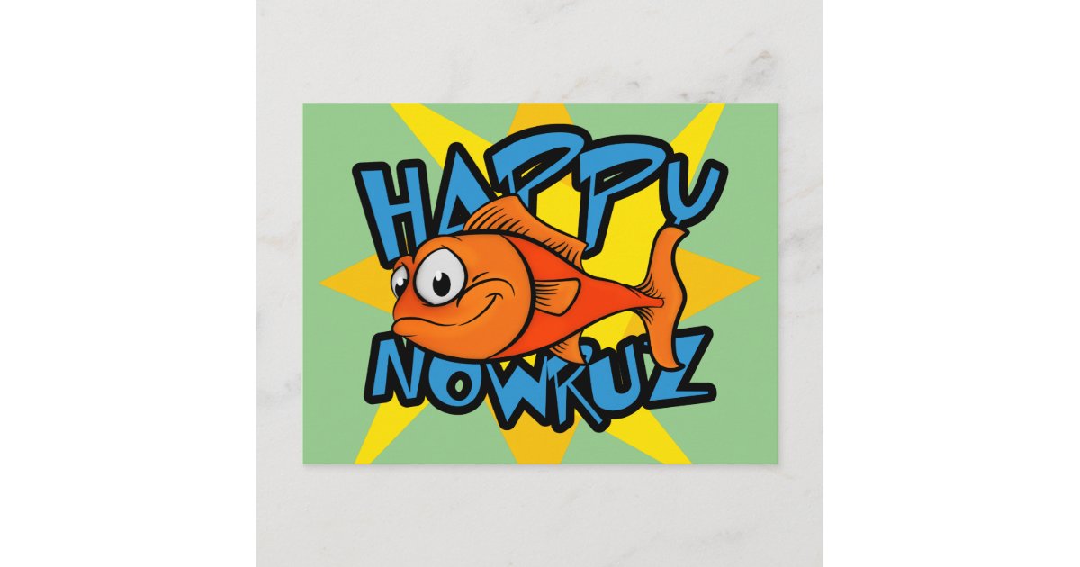 Goldfish Smiling Sun Persian New Year Nowruz Holiday Postcard | Zazzle