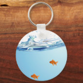 Goldfish under water aquarium keychain | Zazzle