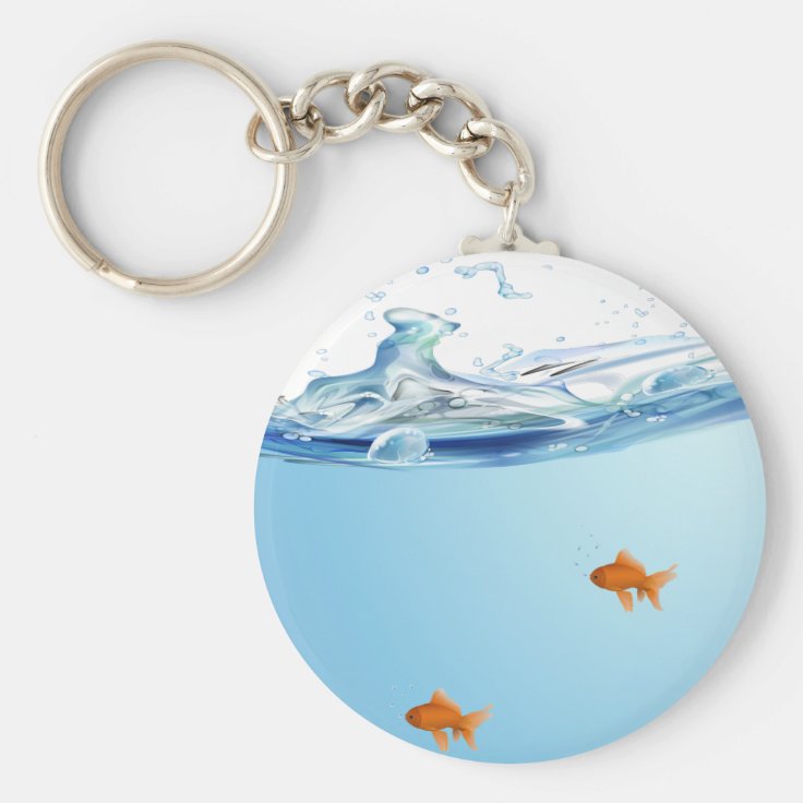 Goldfish under water aquarium keychain | Zazzle
