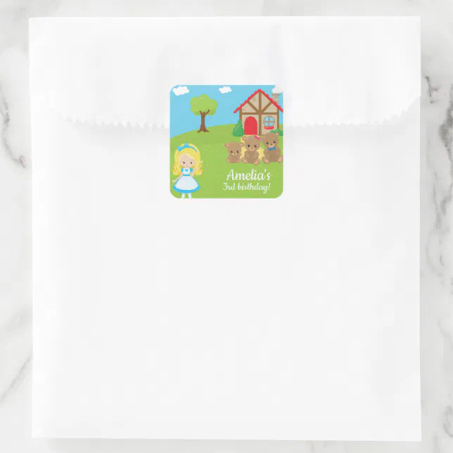 Goldilocks and Three Bears Fairytale Storytime Square Sticker | Zazzle