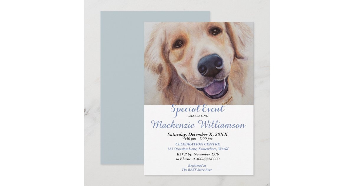 GOLDLEN LAB WISHES HAPPY BIRTHDAY INVITATION | Zazzle