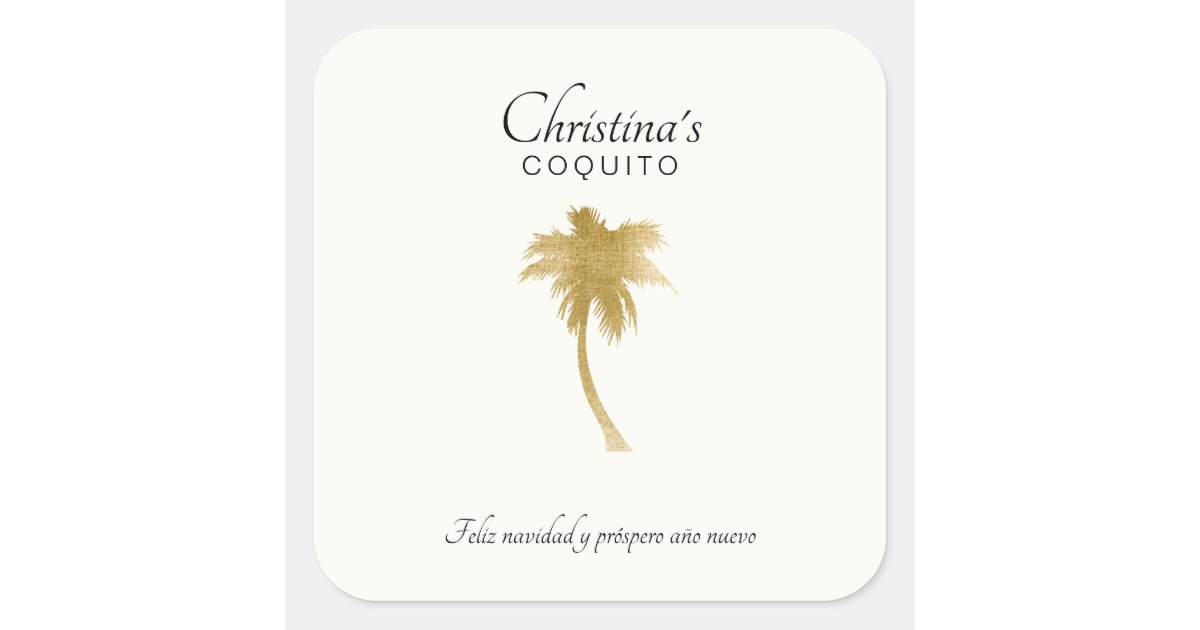 Goldtone Palm Tree Coquito Sticker | Zazzle