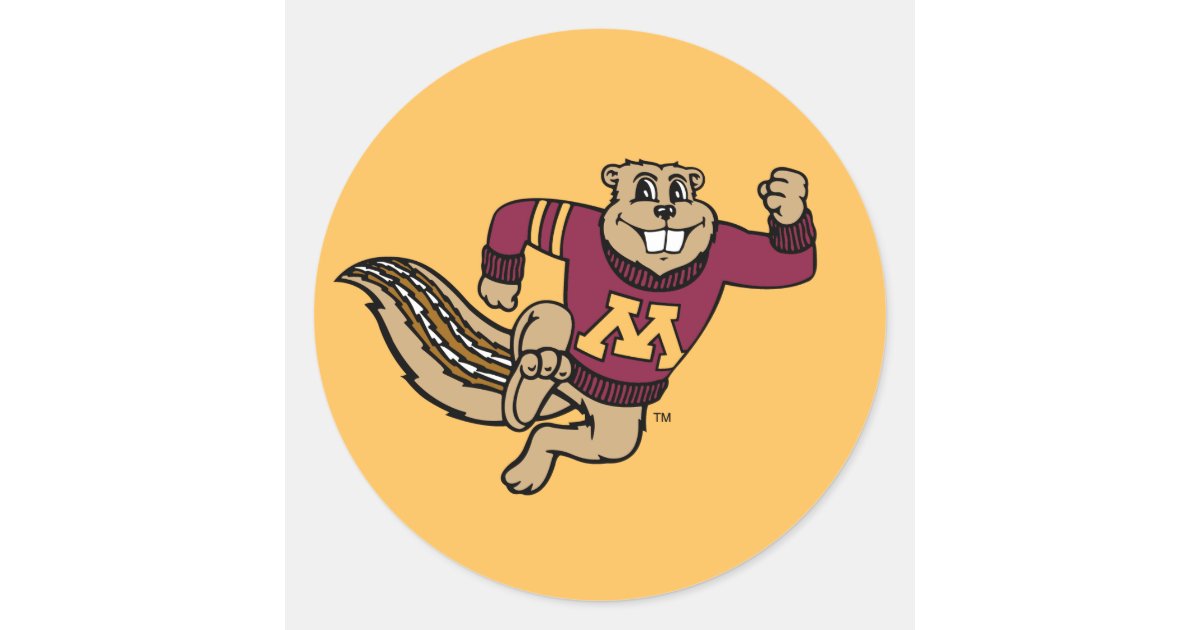 Goldy Gopher Classic Round Sticker | Zazzle