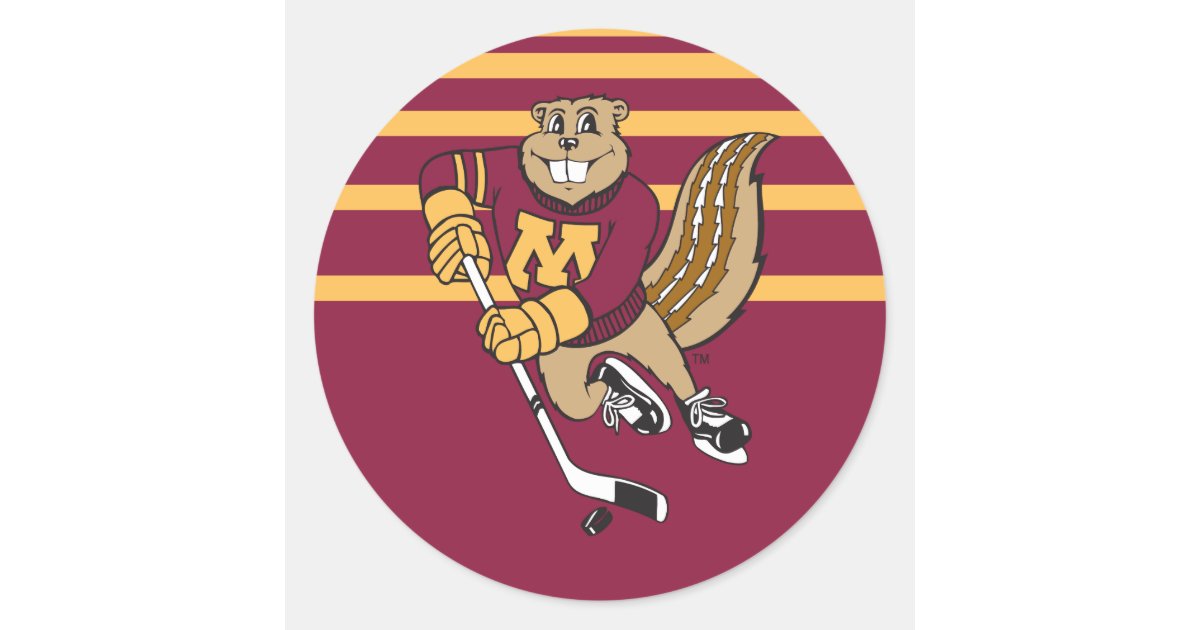 Goldy Gopher Hockey Classic Round Sticker | Zazzle