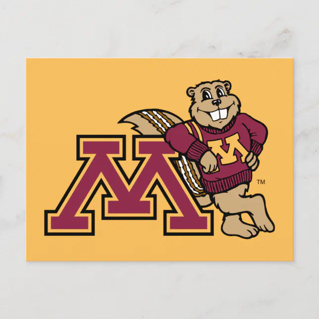 Goldy Gopher & Minnesota M Postcard | Zazzle