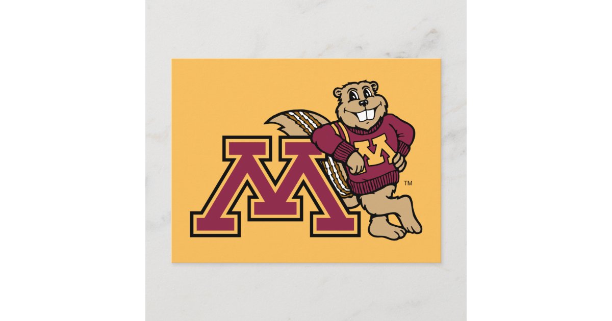 Goldy Gopher & Minnesota M Postcard | Zazzle