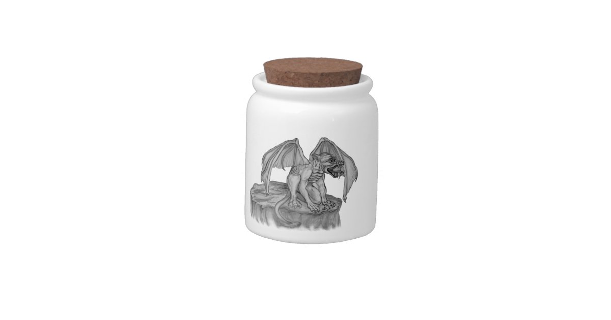 GOLEM - Gargoyle black-and-white Design Candy Jar | Zazzle