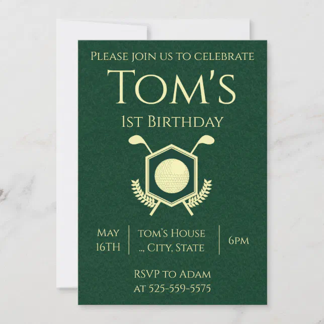Golf 1st Birthday Invitation | Zazzle