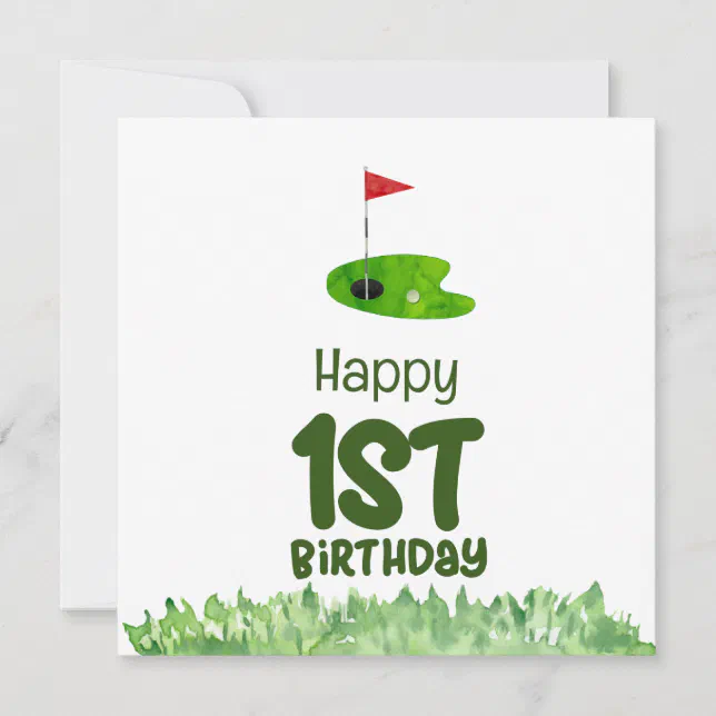 Golf 1st birthday one year old golfer card | Zazzle