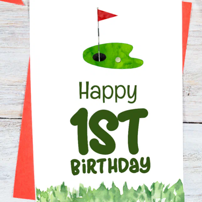 Golf 1st birthday one year old golfer card | Zazzle