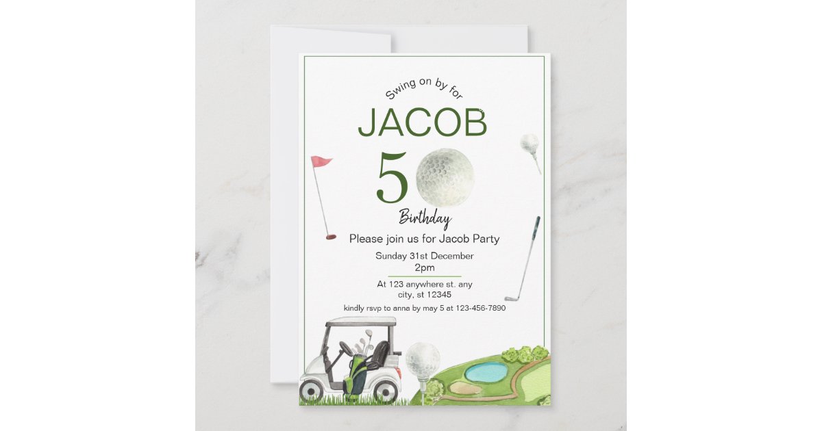 Golf 50th Birthday Invitation | Zazzle