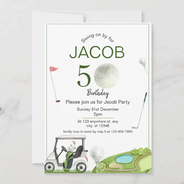 Golf 50th Birthday Invitation | Zazzle