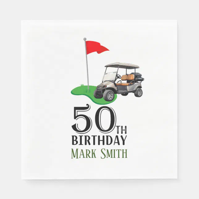 Golf 50th Birthday to You with Golf Flag Napkins | Zazzle
