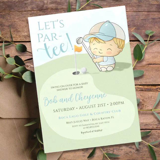 Golf Baby Shower Cute Boy Par-Tee Coed Party Invitation | Zazzle