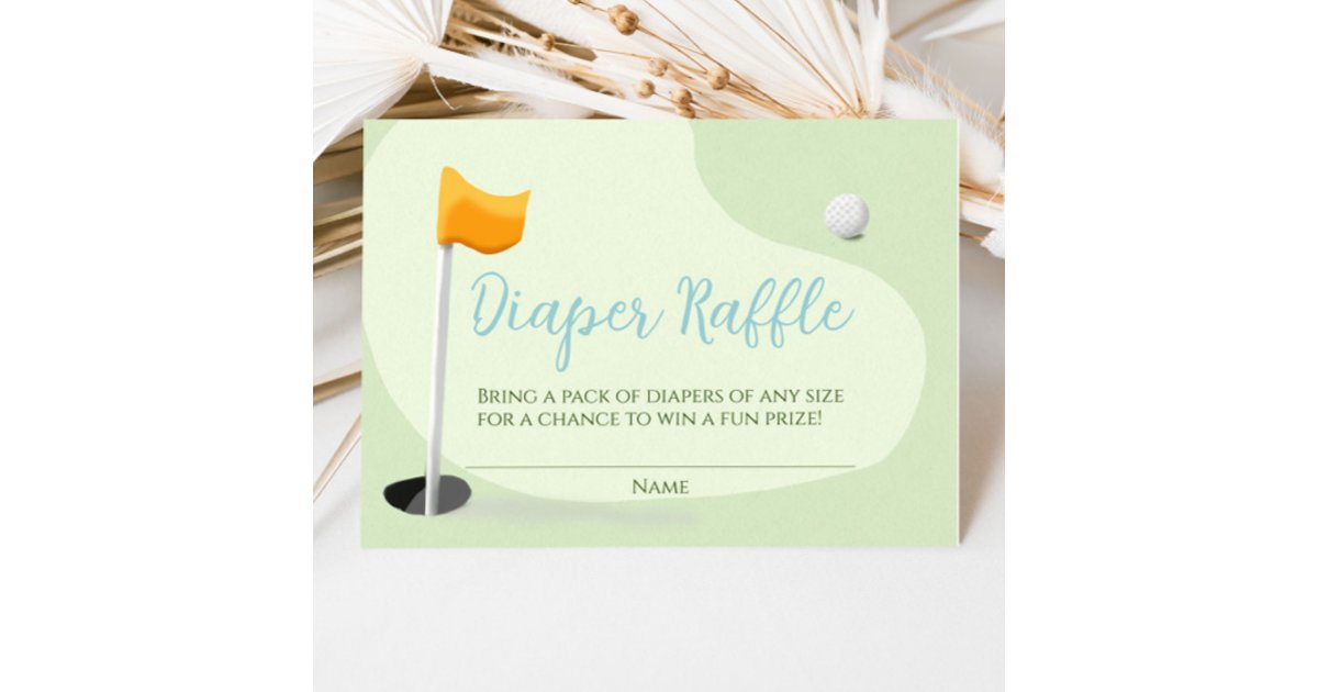 Golf Baby Shower Cute Boy Par-Tee Diaper Raffle Enclosure Card | Zazzle