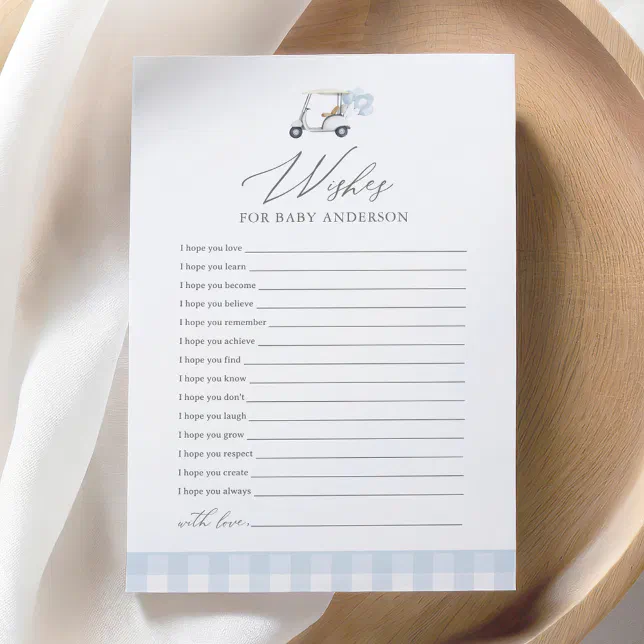 Golf Baby Shower Wishes for Baby Card | Zazzle