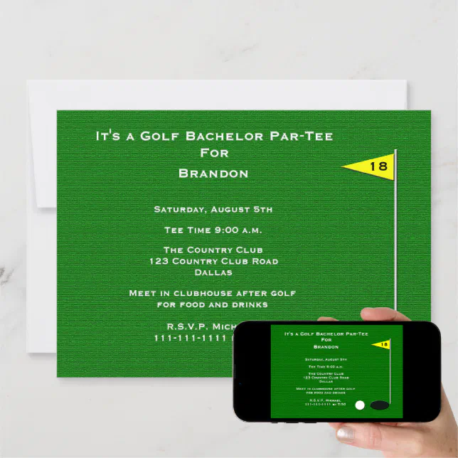 Golf Bachelor Party 18th Golf Hole Invitation | Zazzle
