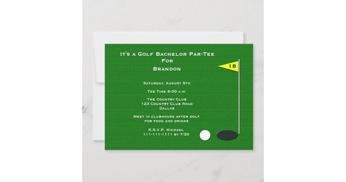 Golf Bachelor Party 18th Golf Hole Invitation | Zazzle