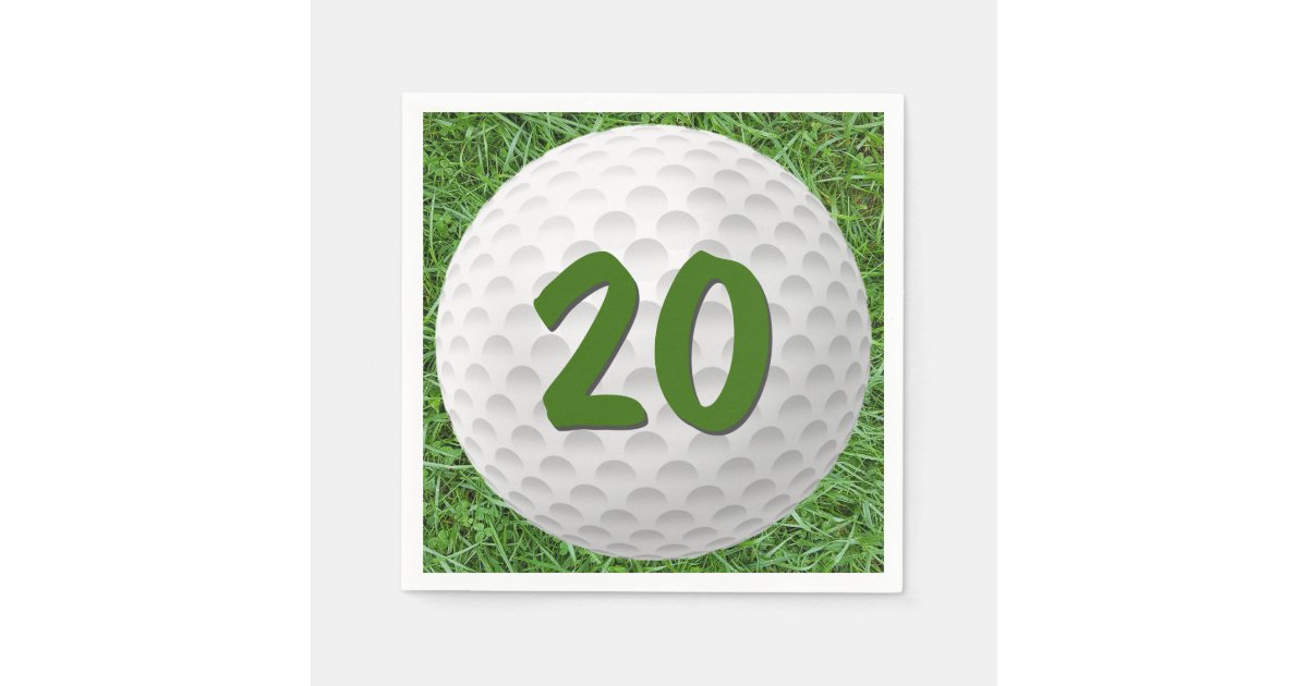 Golf Ball 20th Birthday Napkins | Zazzle