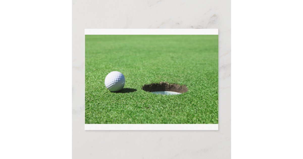 Golf Ball and Hole Postcard | Zazzle